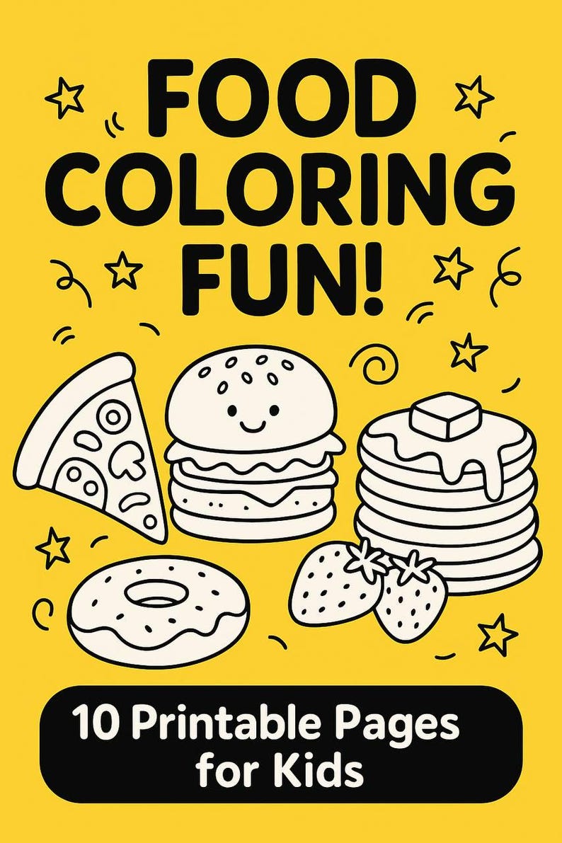 Printable Food Coloring Pages | 10 Fun Food Designs for Kids | Instant ...