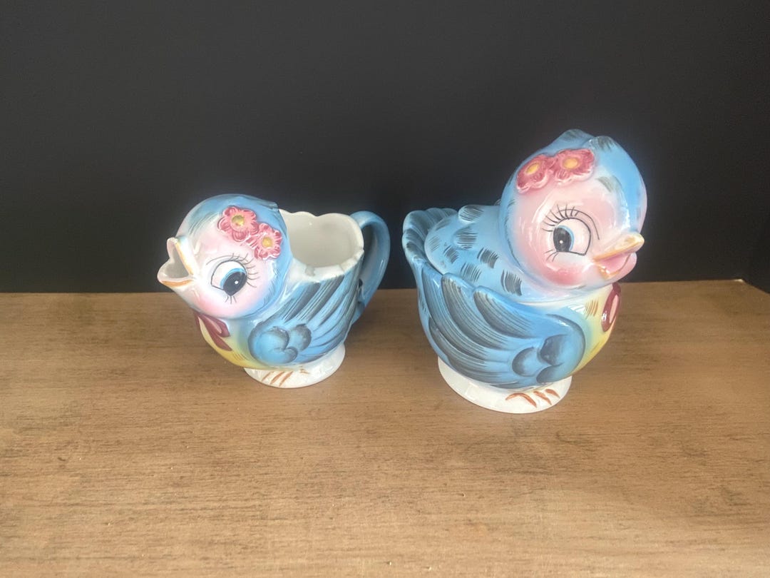 Lefton Blue Bird Cream and Sugar / Vintage Cream and Sugar ...