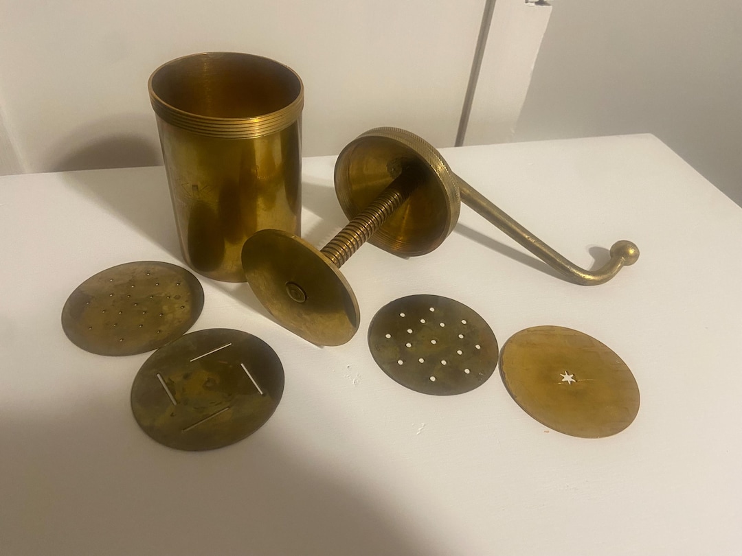 Vintage Solid Brass Food Press / Sev Maker / Murukku Maker / Indian ...