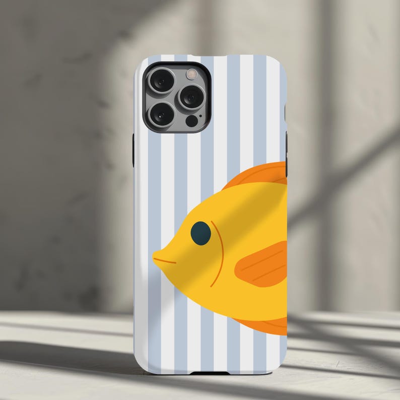 Yellow Fish Phone Case – Minimalist Ocean Illustration, Protective ...