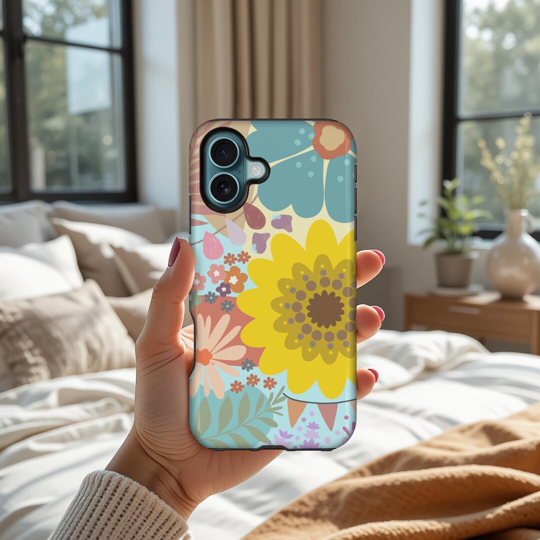 Boho Dream Garden Phone Case - Retro Flower Power in Earthy Pastels for ...