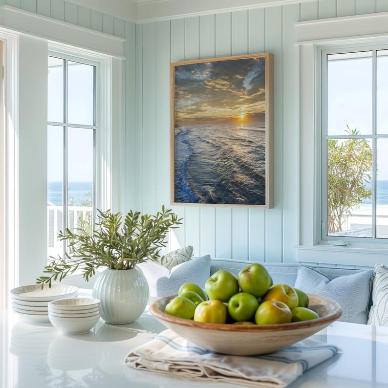 Ocean Sunrise Rolled Poster, Coastal Wall Art Print, Beach Photography ...