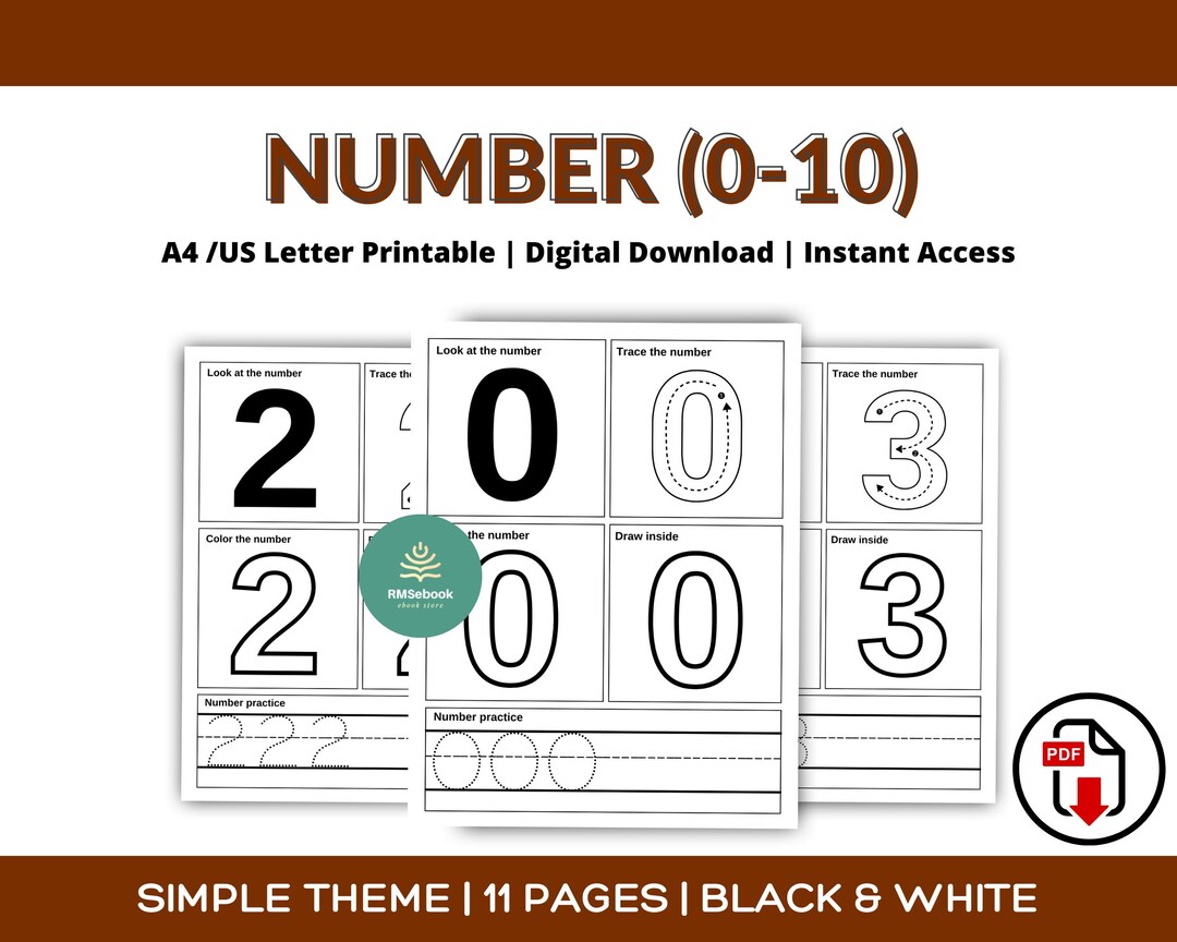 Preschool Numbers Worksheets | Trace, Color & Write 0–10 | Printable ...