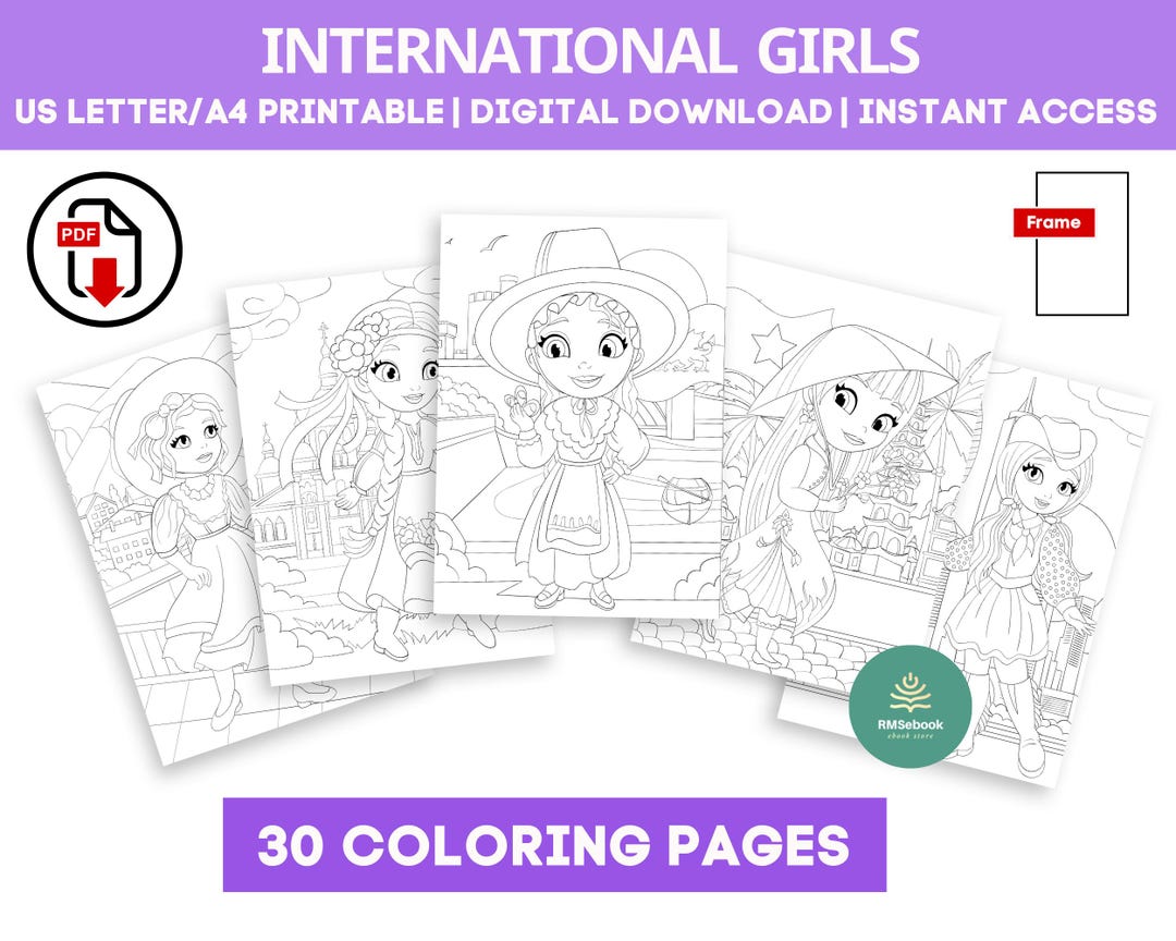 Multicultural Girls Coloring Pages | World Diversity Kids Art ...
