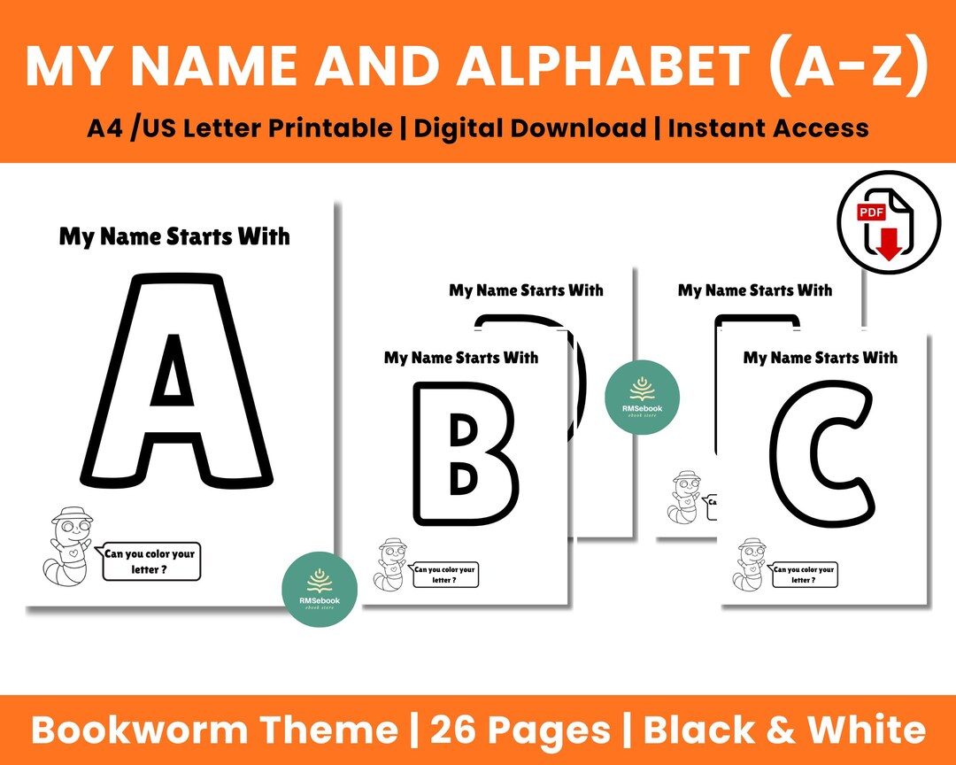 My Name Starts With A-Z | Alphabet Coloring Pages for Preschool ...