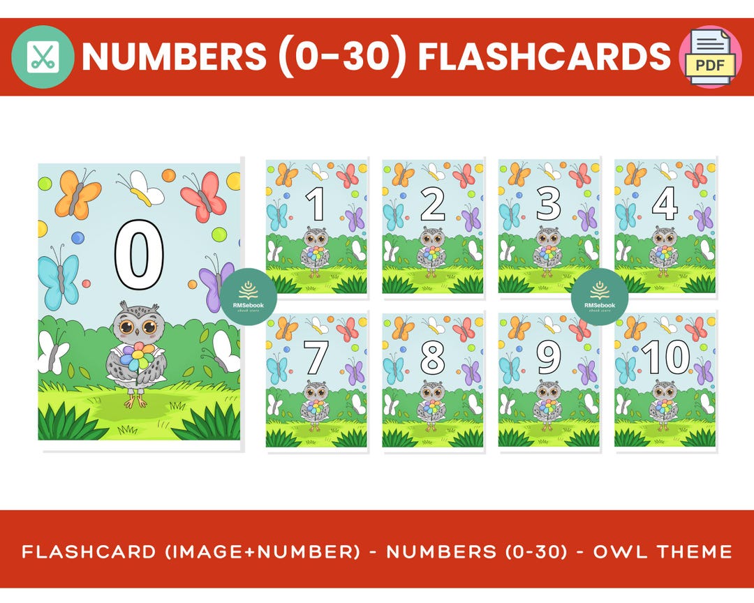 Printable Owl Number Flashcards 0-30 | Preschool & Kindergarten Math ...