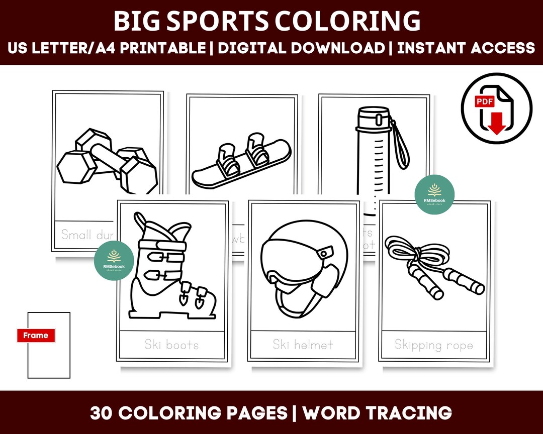 Sports Equipment Coloring Pages for Kids | 35 Printable Worksheets ...