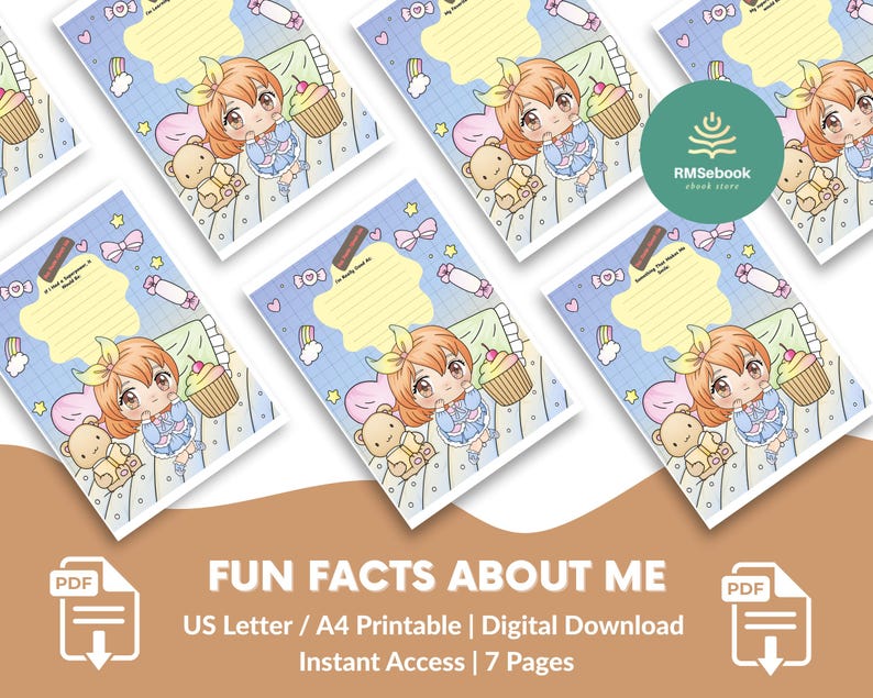 Printable Fun Facts About Me Pages | Kawaii Theme | Confidence & Self ...