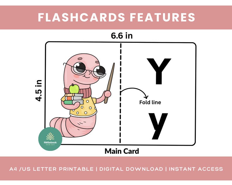 Alphabet Flashcards | A to Z Learning With Bookworm Theme | Fun ...