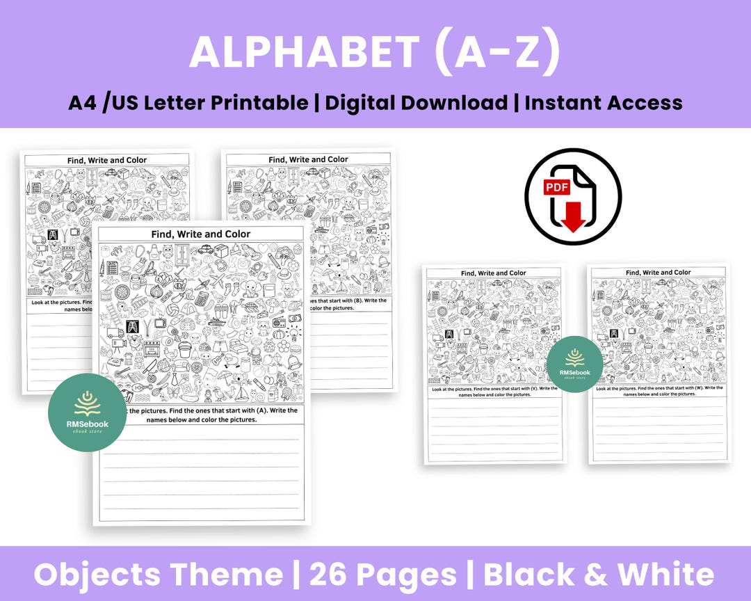 Alphabet Hunt Worksheets | Printable A-Z ABC Practice | Preschool ...