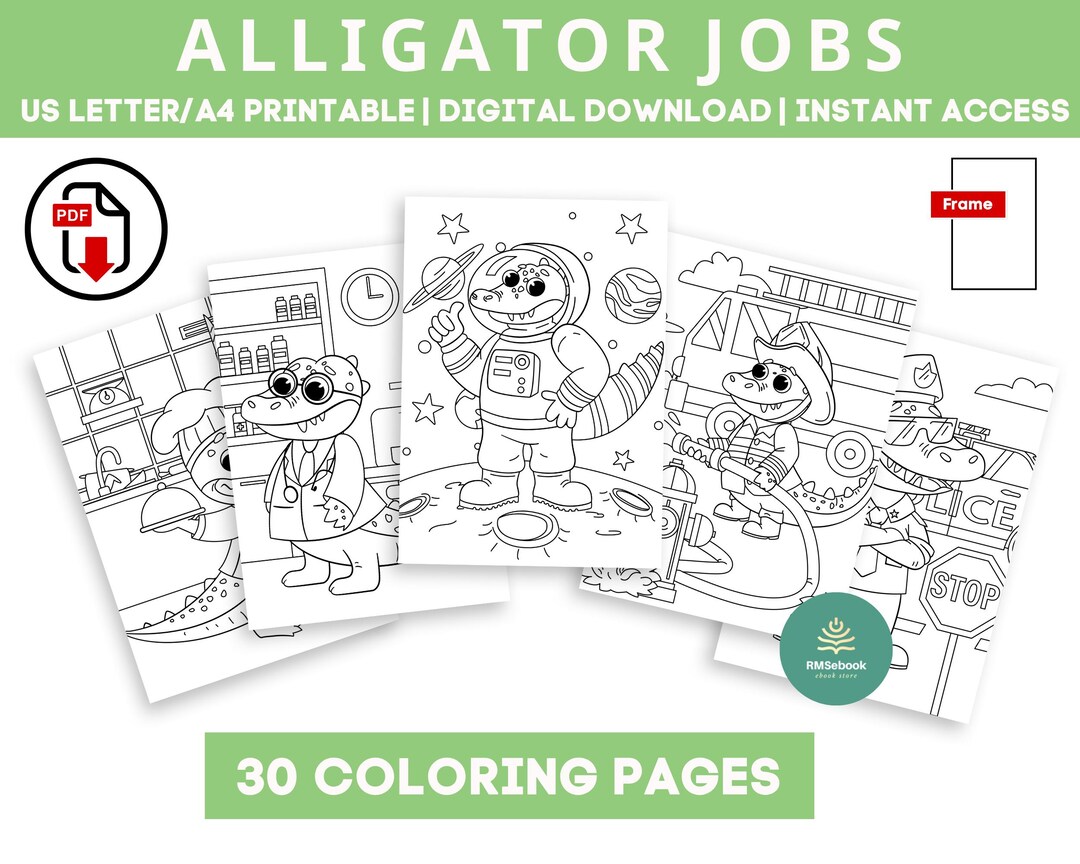 Printable Alligator Coloring Pages | Animals at Work Theme | Creative ...