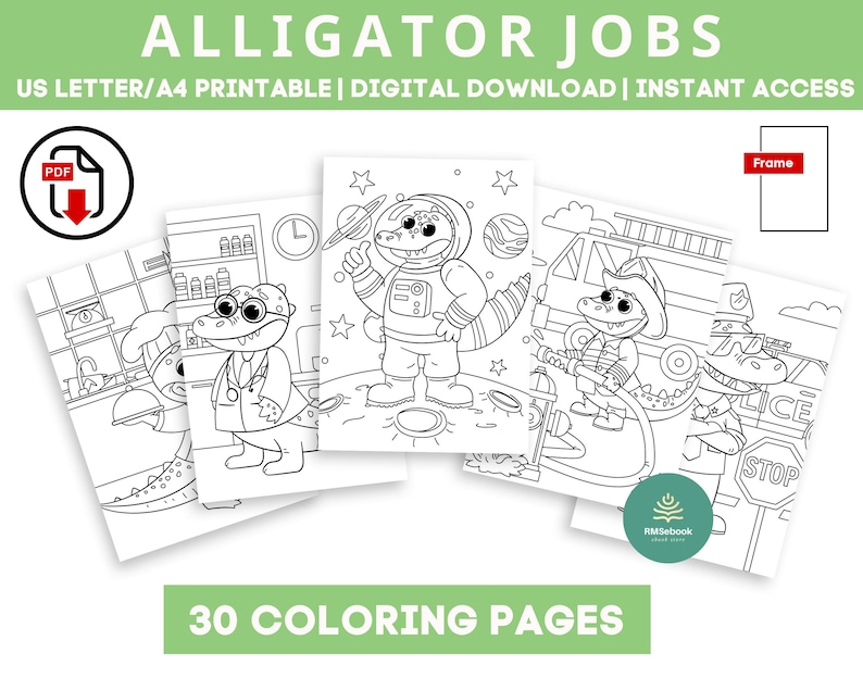 Printable Alligator Coloring Pages | Animals at Work Theme | Creative ...