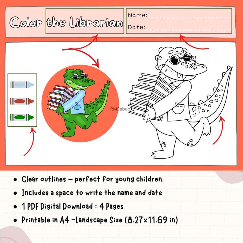 Alligator Career Coloring Pages: Teacher, Doctor, Scientist (PDF ...