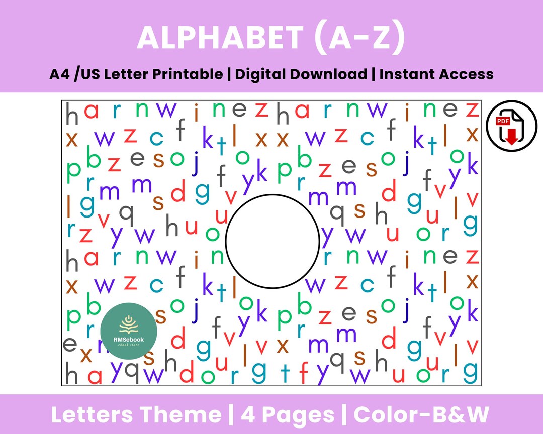 Alphabet Letter Search Worksheets A-Z, Kids Learning Activity (PDF ...