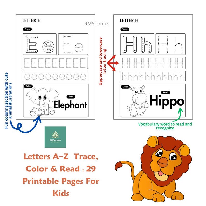 Alphabet Worksheets A–Z – Read, Trace & Color | 29 Printable Pages for ...