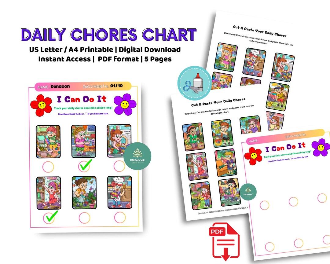 Daily Routine Chart | Printable Chore Chart With Pictures | Preschool ...