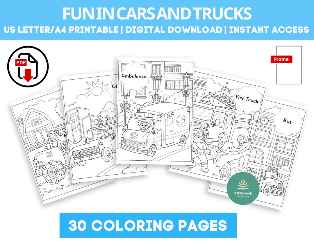 Easy Car & Truck Coloring Pages | Early Learning Vehicle Names ...