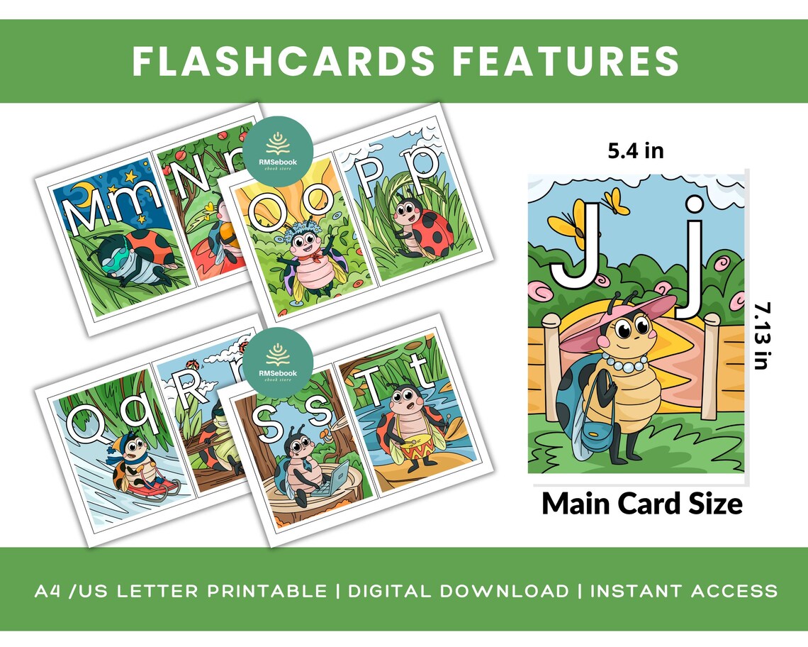 Montessori Alphabet Flashcards | Ladybug A–Z Cards for Kids Learning ...