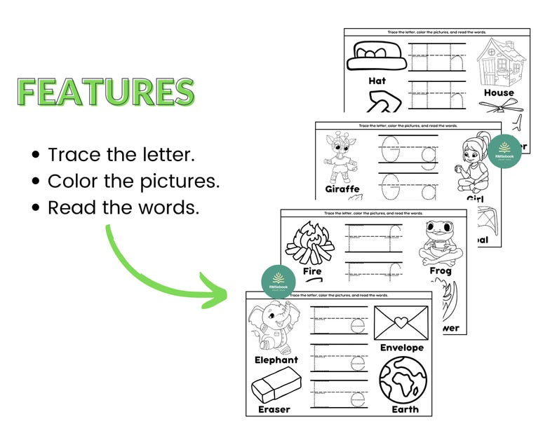 Alphabet Tracing Worksheets, Preschool, Kindergarten (PDF Printable) - Etsy