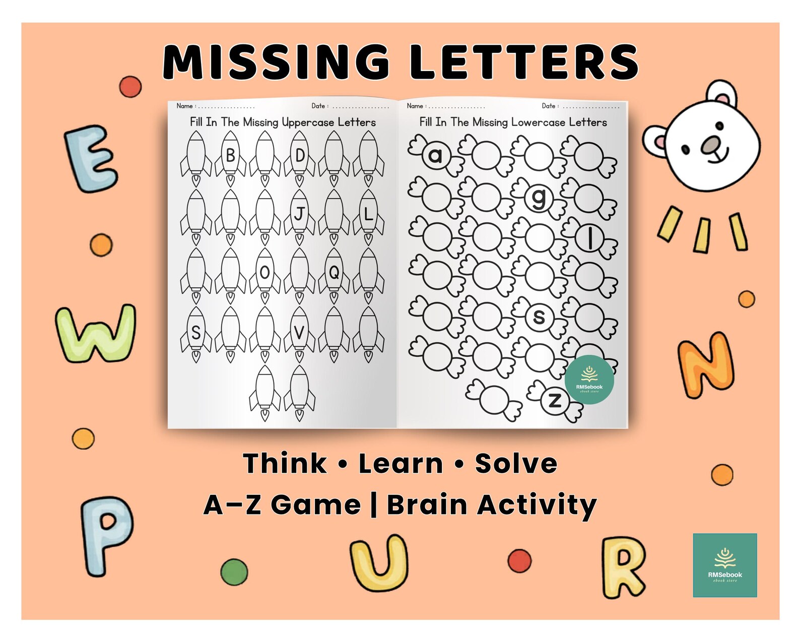 Missing Letter Worksheets for Kids | Learn Alphabet A–Z Activity ...