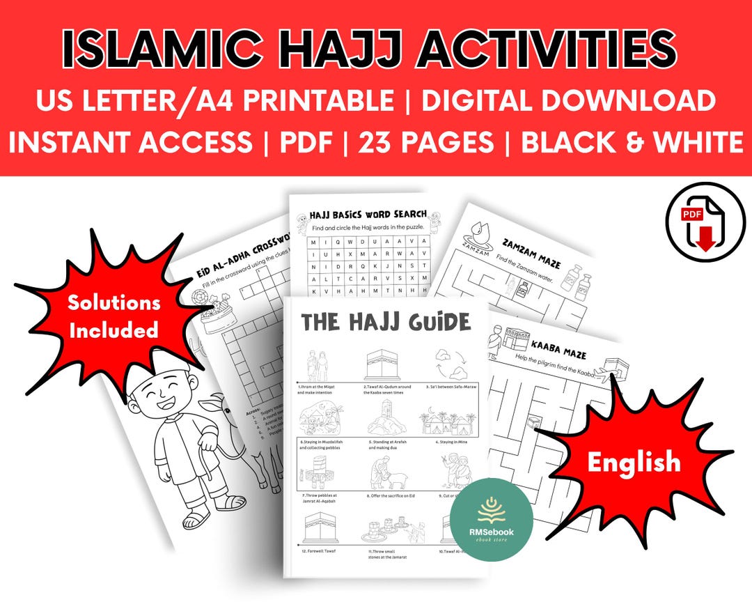 Hajj Activity Worksheets for Kids | Islamic Printable Pack | Eid ...