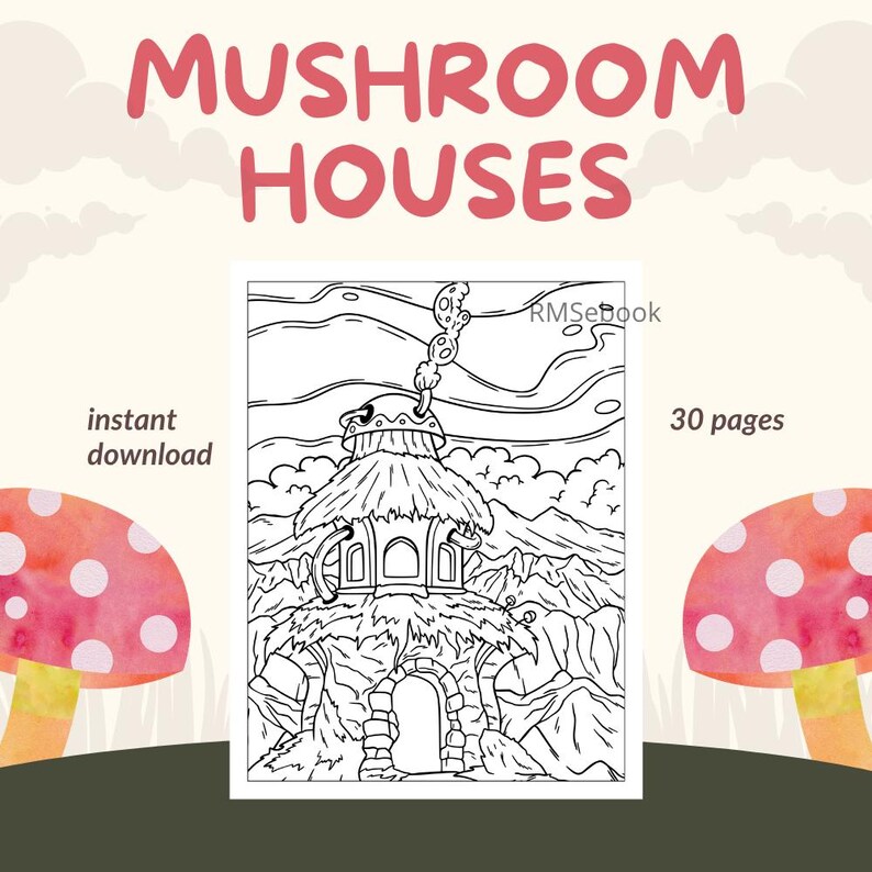 Mushroom Houses Coloring Pages – 30 Printable Fantasy Sheets ...