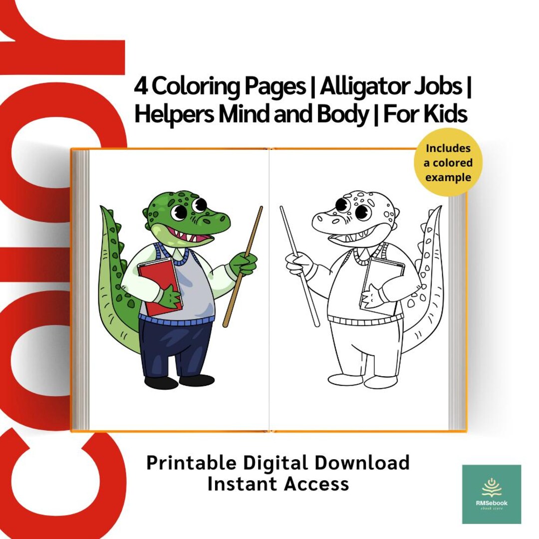 Alligator Career Coloring Pages: Teacher, Doctor, Scientist (PDF ...