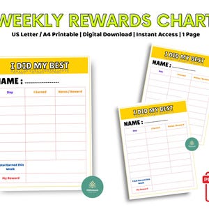 Reward Chart for Kids Printable | Positive Affirmation Chart | Good ...