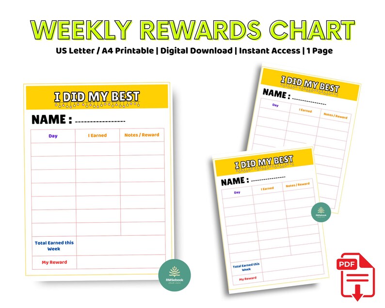 Reward Chart for Kids Printable | Positive Affirmation Chart | Good ...