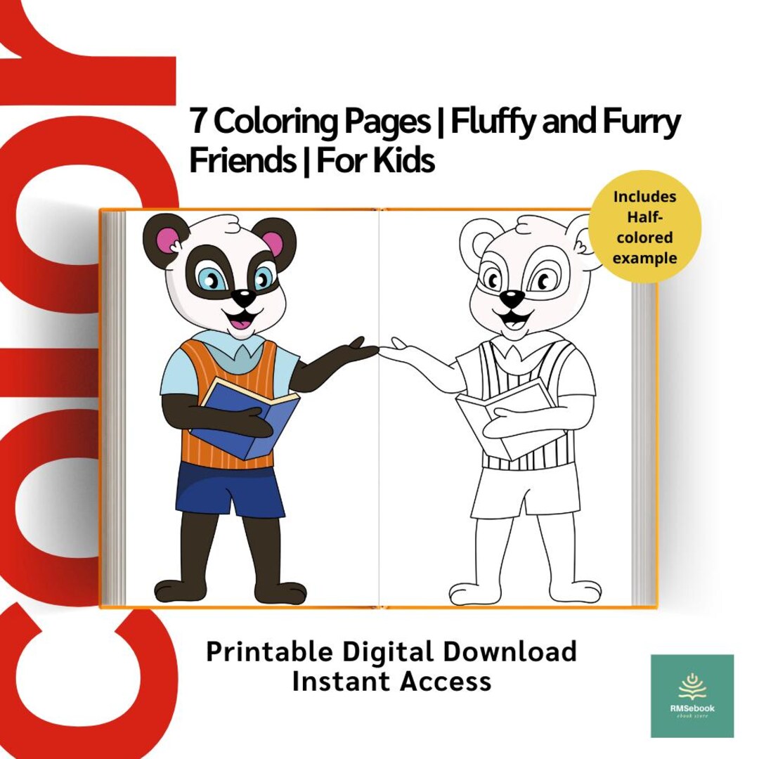 Fluffy and Furry Animal Coloring Pages for Kids – 7 Cute Friends With ...