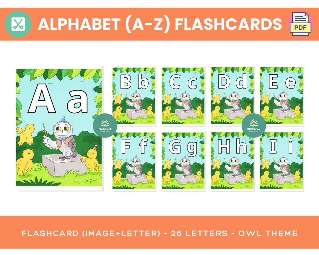 Printable Owl ABC Flashcards | A to Z Letter Learning for Preschool ...