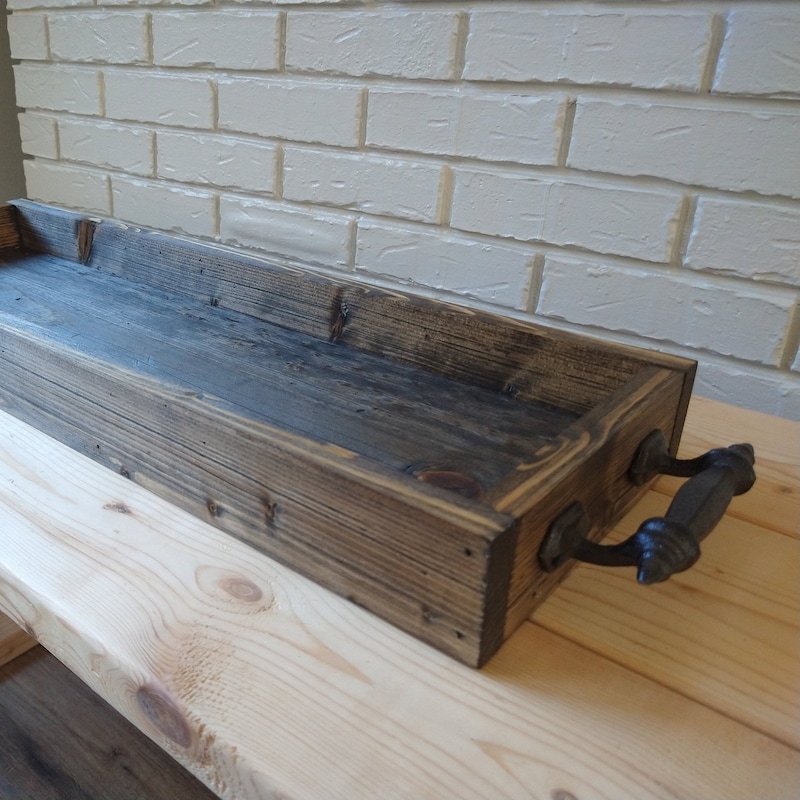 Rustic Wood Tray With Handles - Etsy