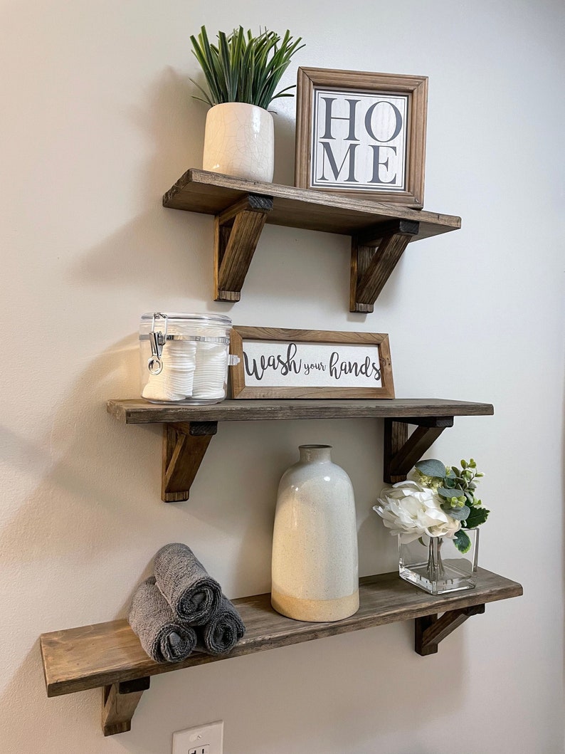 Old Country Wood Shelf - Tobacco Brown, Western Shelf, Rustic ...