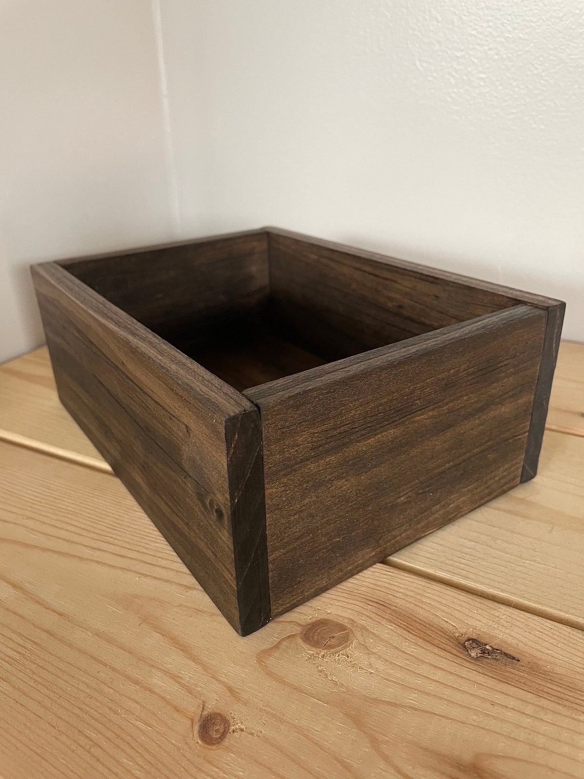 Rustic Wood Bin Small Tobacco Dark Brown Wood Crate - Etsy