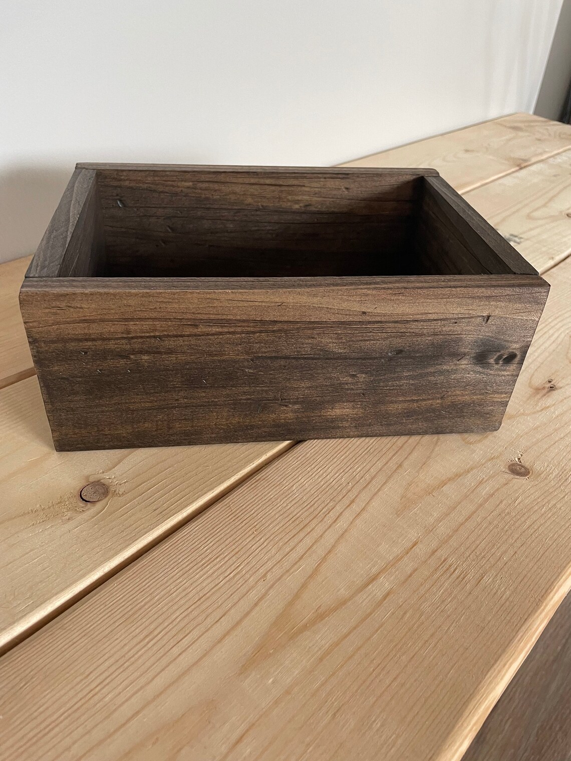 Rustic Wood Bin Small Tobacco Dark Brown Wood Crate - Etsy