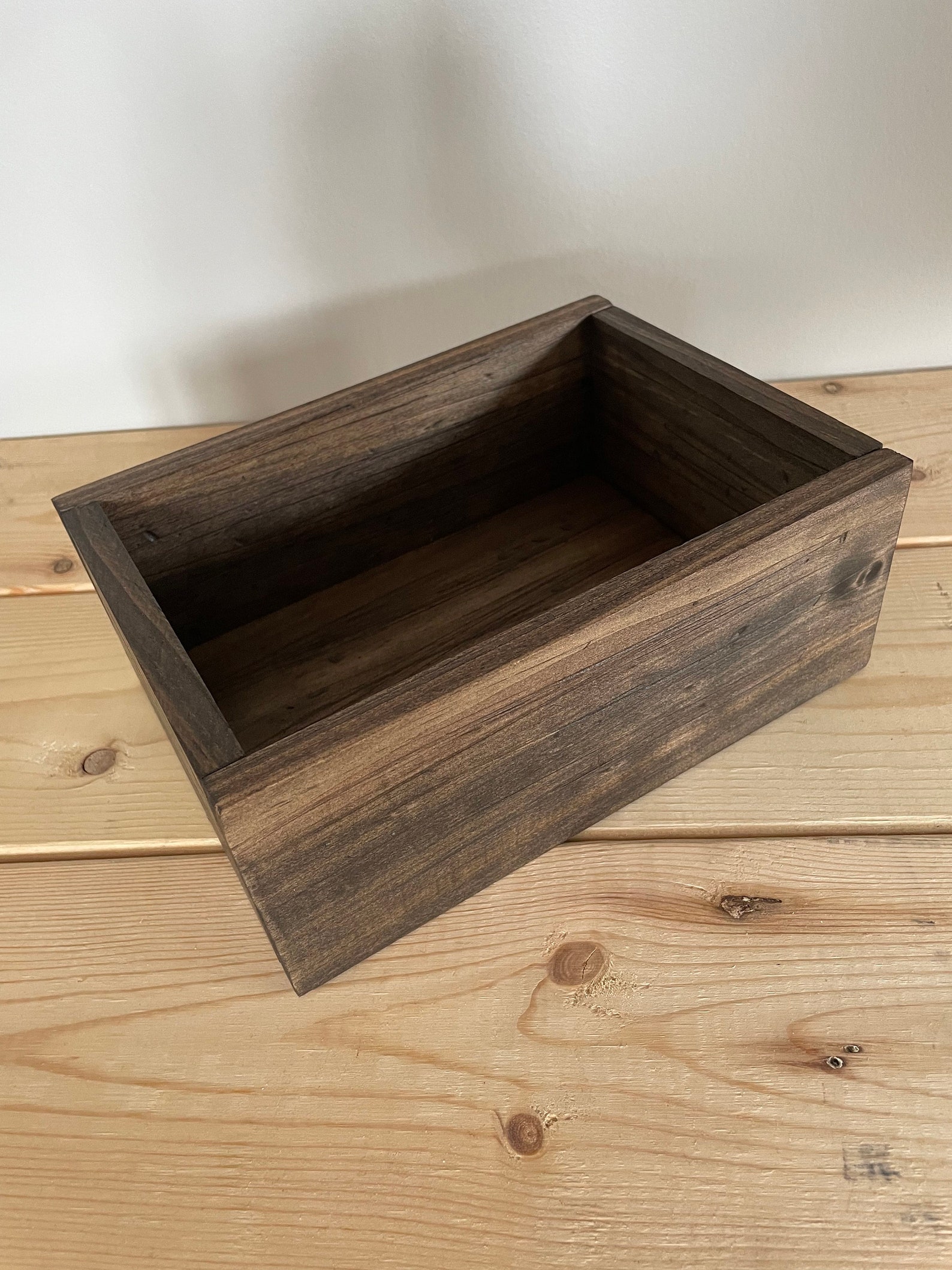 Rustic Wood Bin Small Tobacco Dark Brown Wood Crate - Etsy