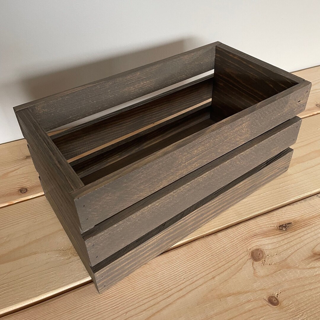 The Original Rusty Crate - Medium - Smoky Gray, Rustic Wood Crate ...