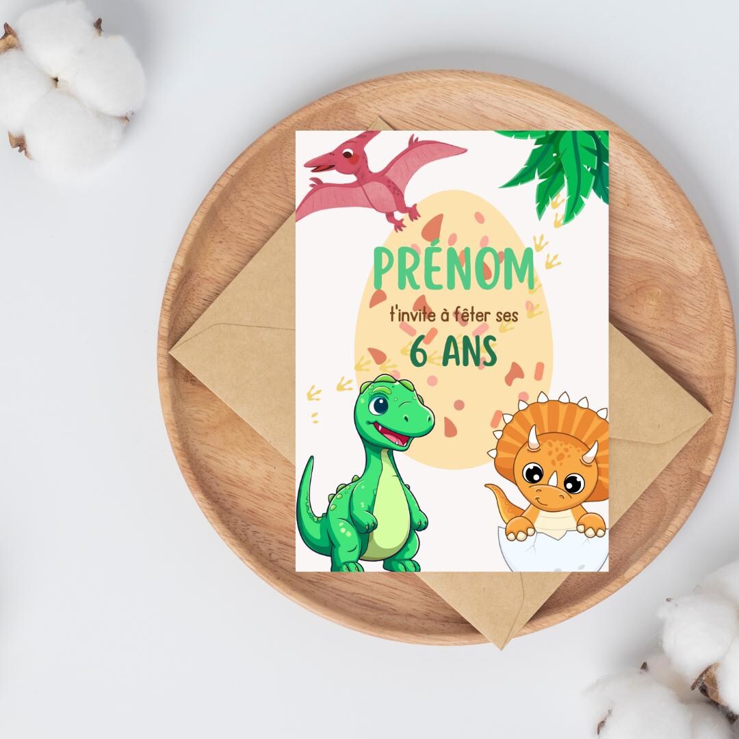 Customizable Dinosaur Birthday Invitation in French - Canva Mobile ...