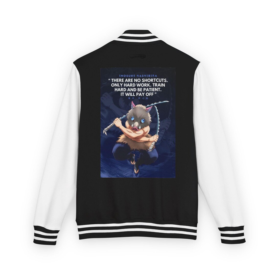 There Are No Shortcuts Letterman Jacket | Anime Cat Training Quote - Etsy