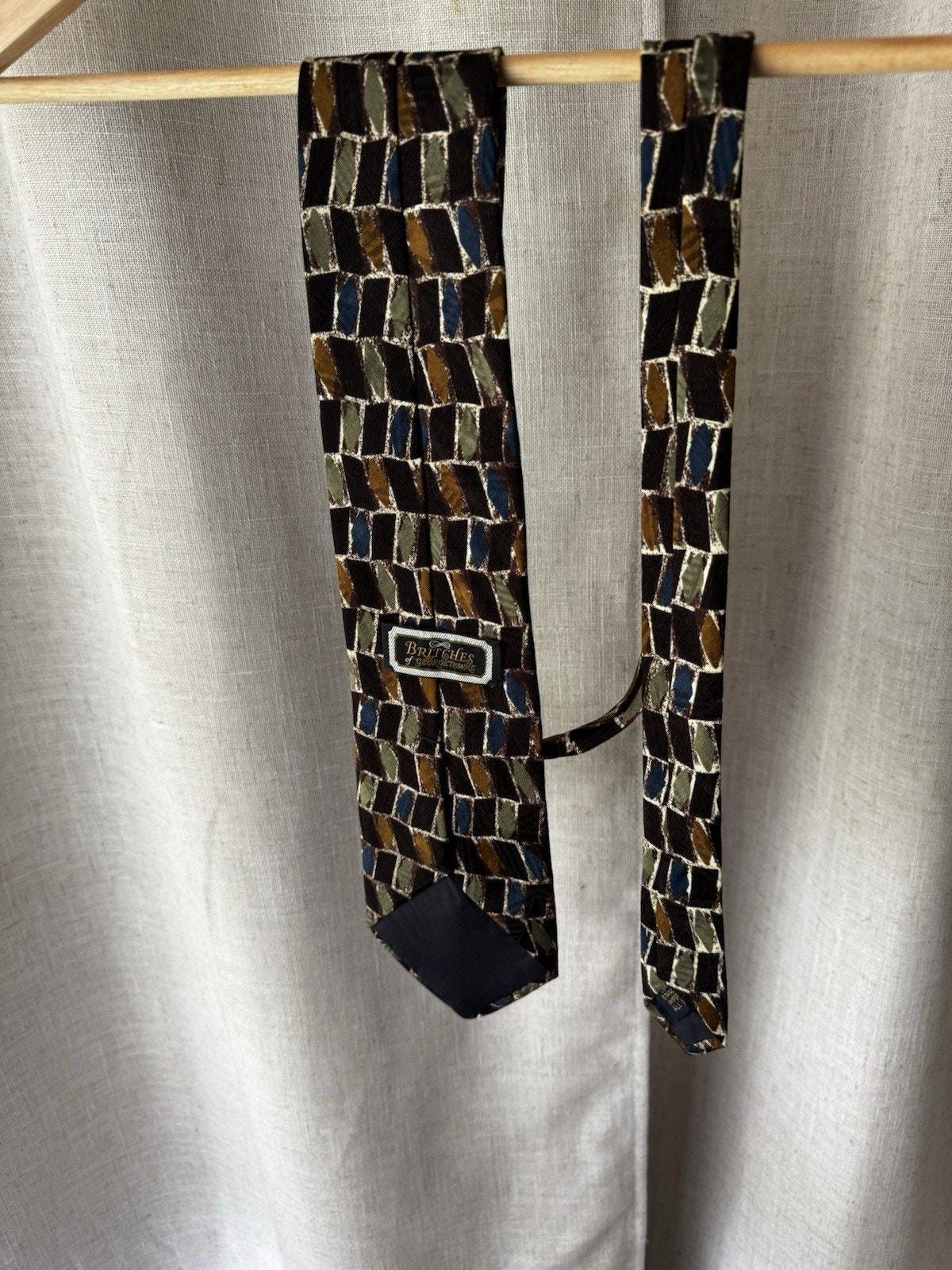 Vintage Britches of Georgetowne Silk Tie – Geometric Mid-century ...