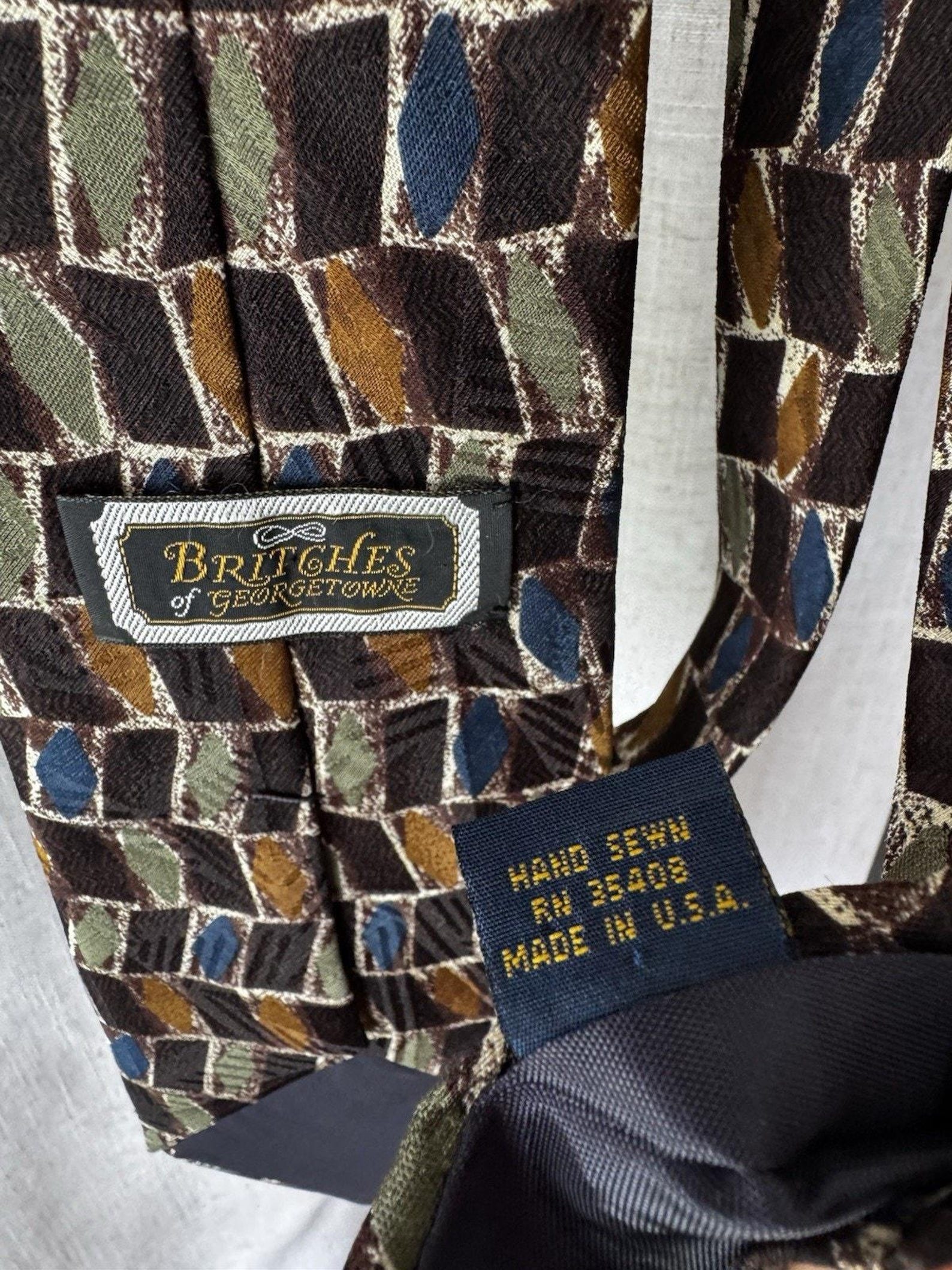 Vintage Britches of Georgetowne Silk Tie – Geometric Mid-century ...