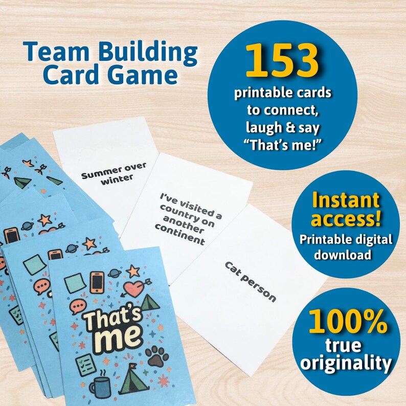 That’s Me! Printable Team Building Card Game • 153 Prompts About Life ...