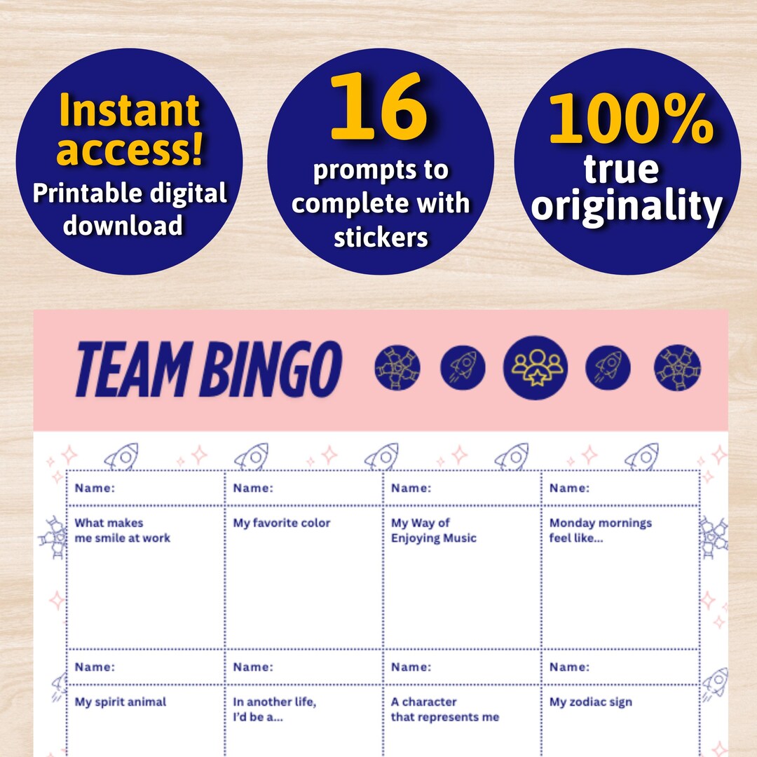Team Building Sticker Bingo • Printable Icebreaker Game for Coworkers ...