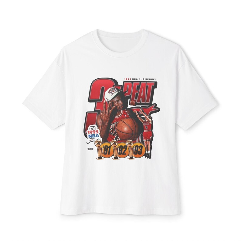 Vintage Michael Jordan Three Peat Championship Tee, Men's Boxy T-shirt ...