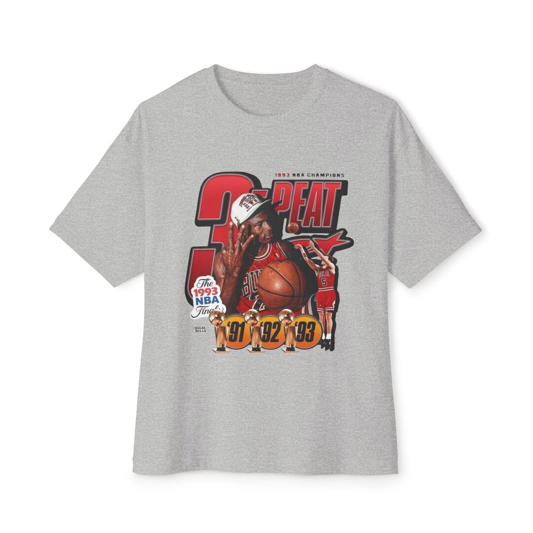 Vintage Michael Jordan Three Peat Championship Tee, Men's Boxy T-shirt ...