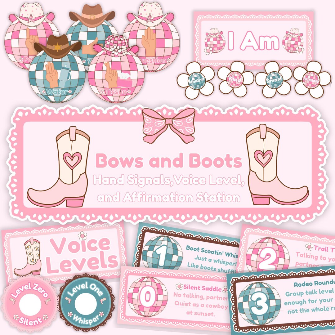 Western Disco Classroom Decor Set: Hand Signals, Affirmation Station ...