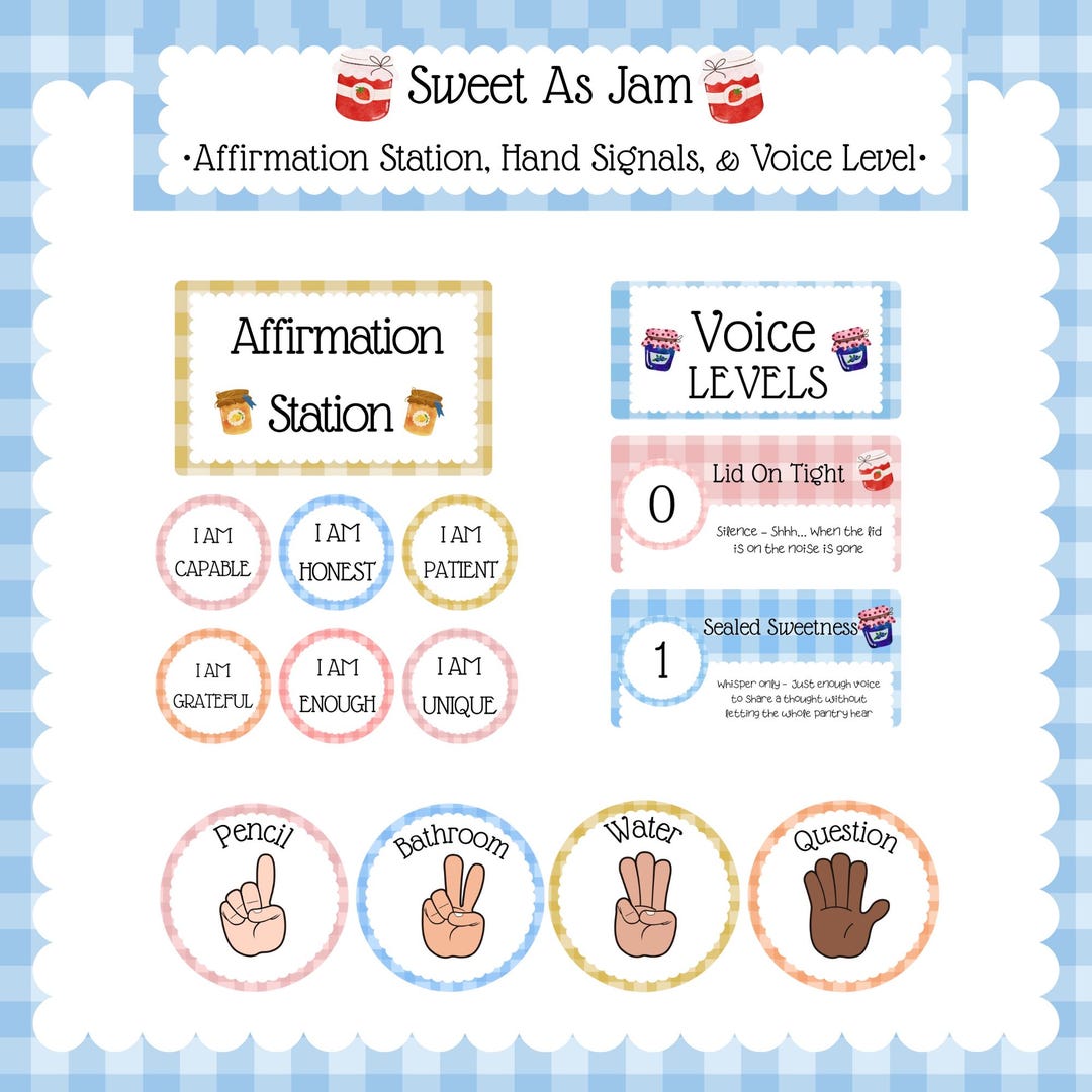 Sweet as Jam Pastel Classroom - Hand Signals, Affirmation Station ...