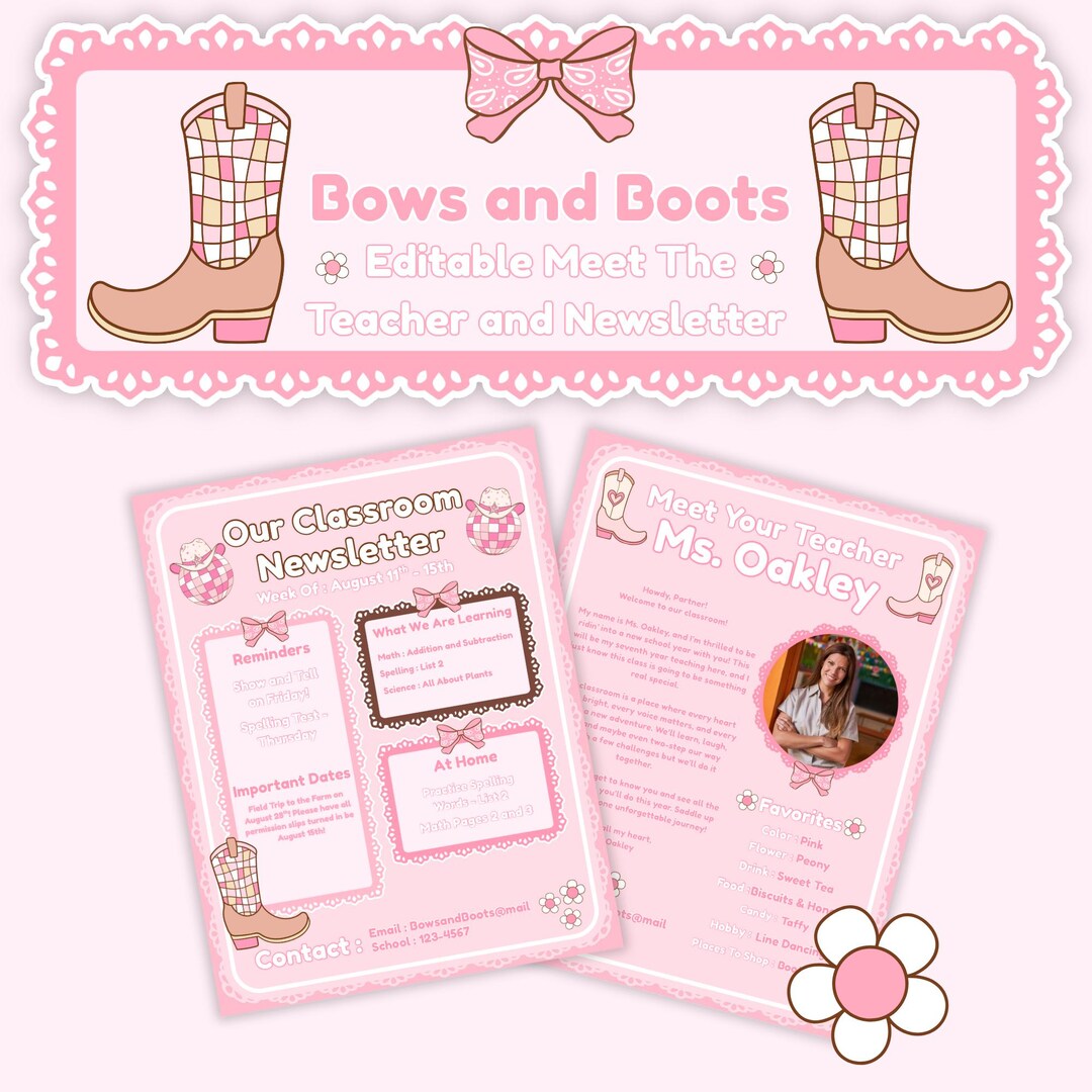 Western Cowgirl Meet the Teacher Newsletter: Editable Canva Template ...