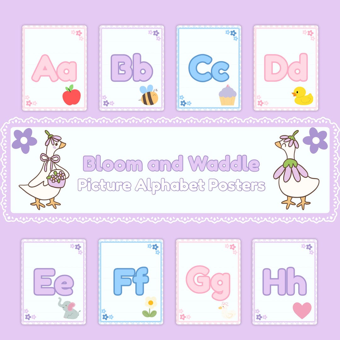 Pastel Gingham Alphabet Poster: Silly Goose Classroom Decor (digital ...