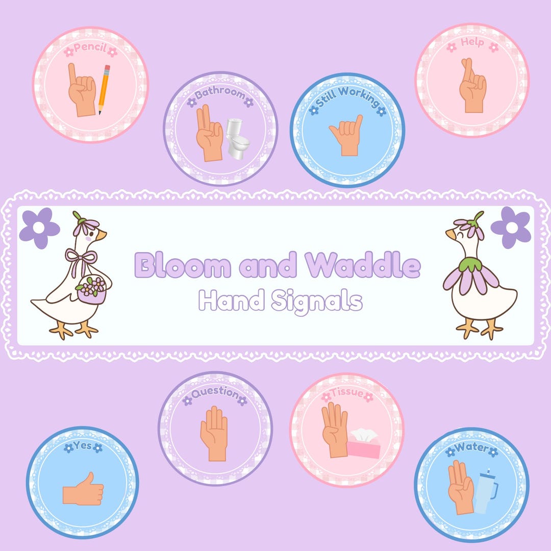 Pastel Gingham Classroom Hand Signals Poster: Silly Goose Decor ...